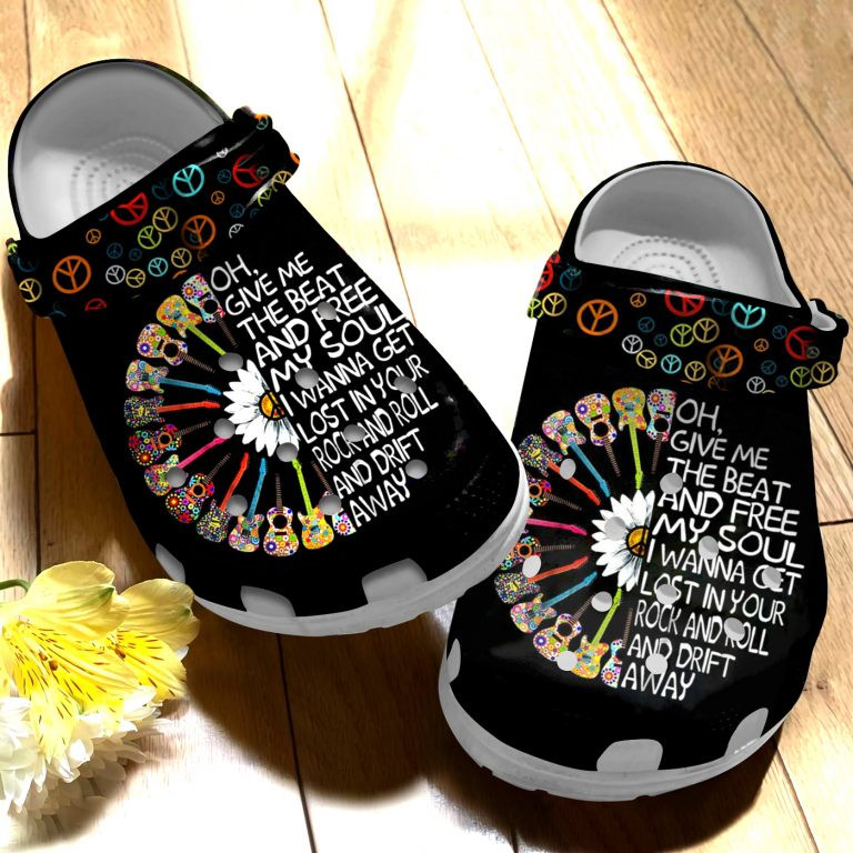 Hippie Guitar Free My Soul Clogs Crocs Shoes Gift For Men Women ...