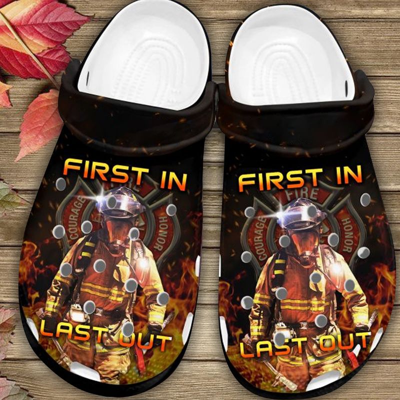 Croc Shoe - Clog Shoe First In Last Out Portrait Of Firefighter Pattern ...